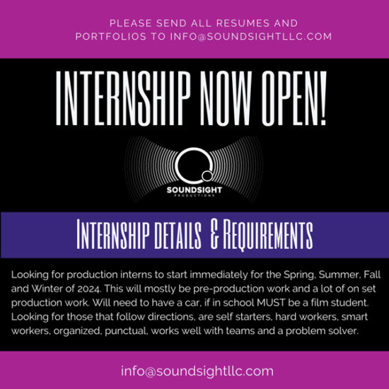 Internship Now Open! - SoundSightLLC.com